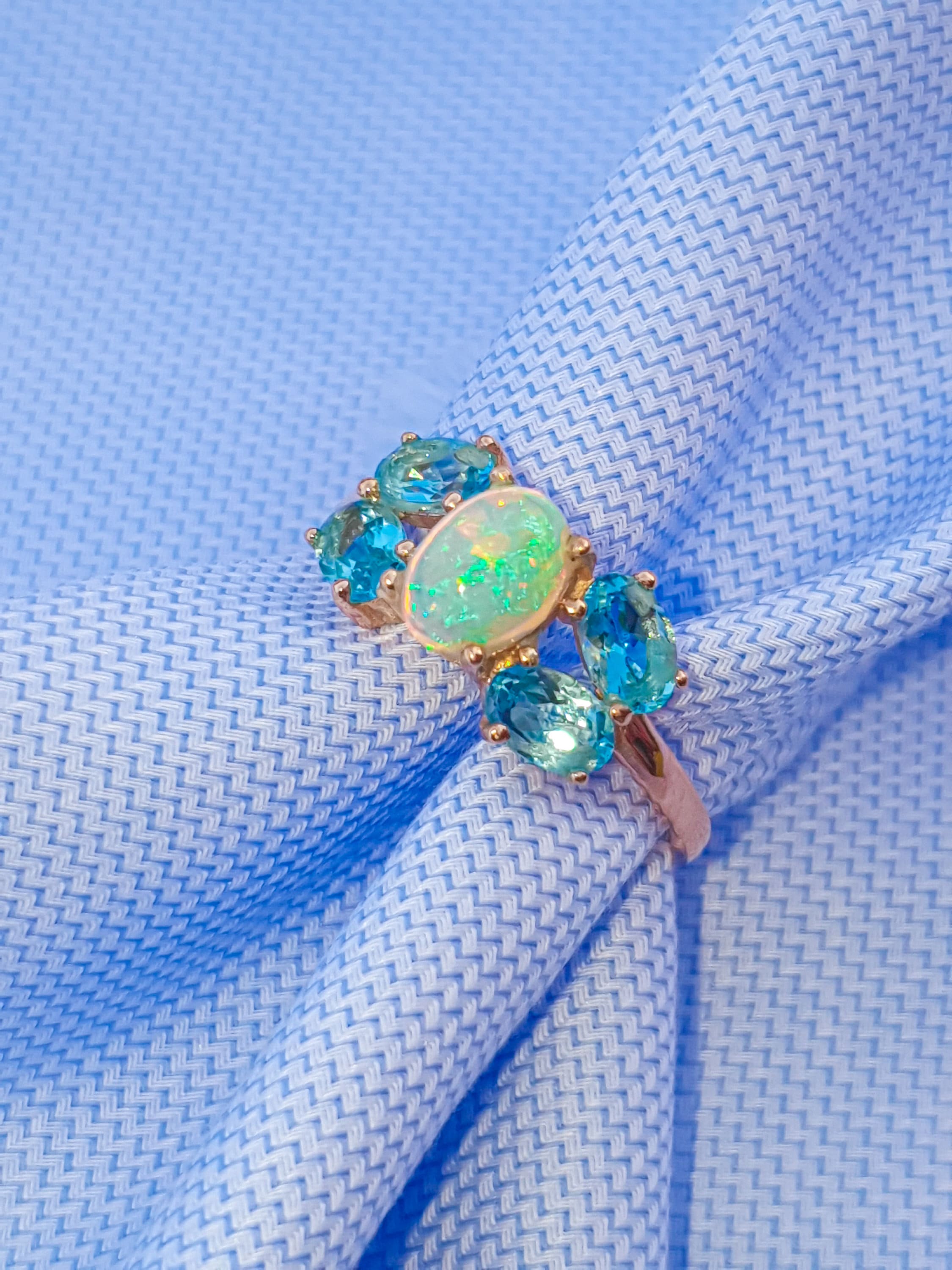 Opal Statement Ring, Opal and Blue Topaz Ring, Opal Vin\tage Ring ...