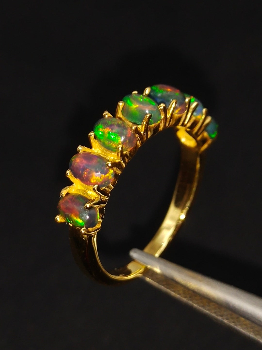 Vintage Black Opal Ring-ethiopian Black Opal Band-black Opal Jewelry ...