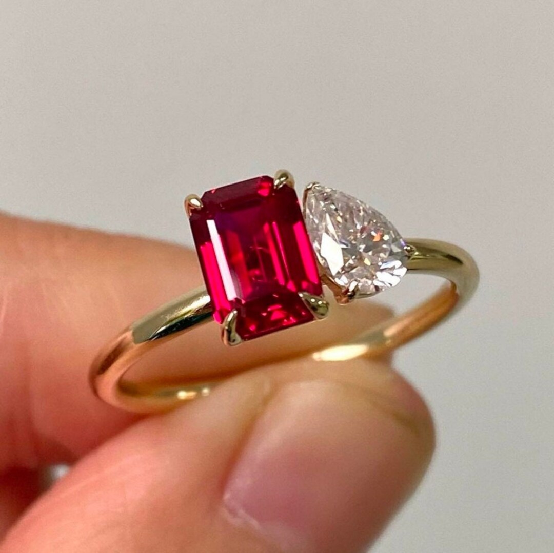 Toi Et Moi Ring Toi Et Moi Ruby Engagement Ring-14k Gold Ruby Ring ...