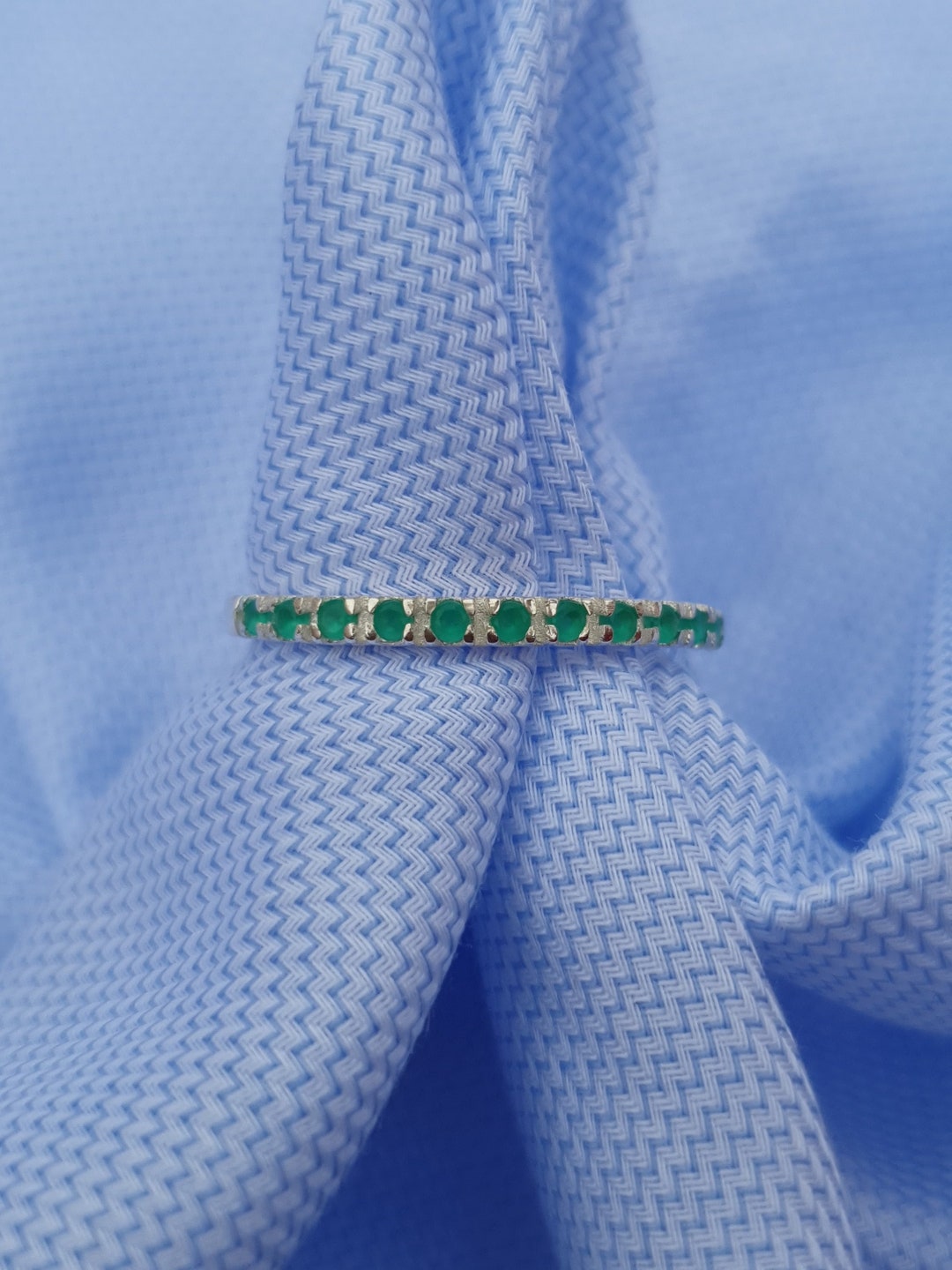 Emerald Eternity Ring, Emerald Half Eternity Ring, Green Stone Eternity ...