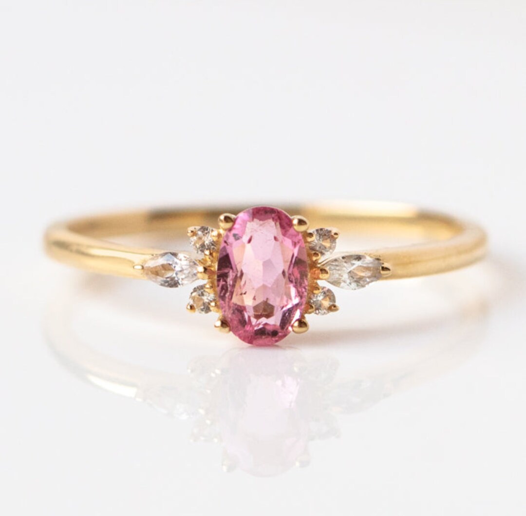 Pink Tourmaline Ring-oval Pink Tourmaline Ring-sterling Silver Ring ...