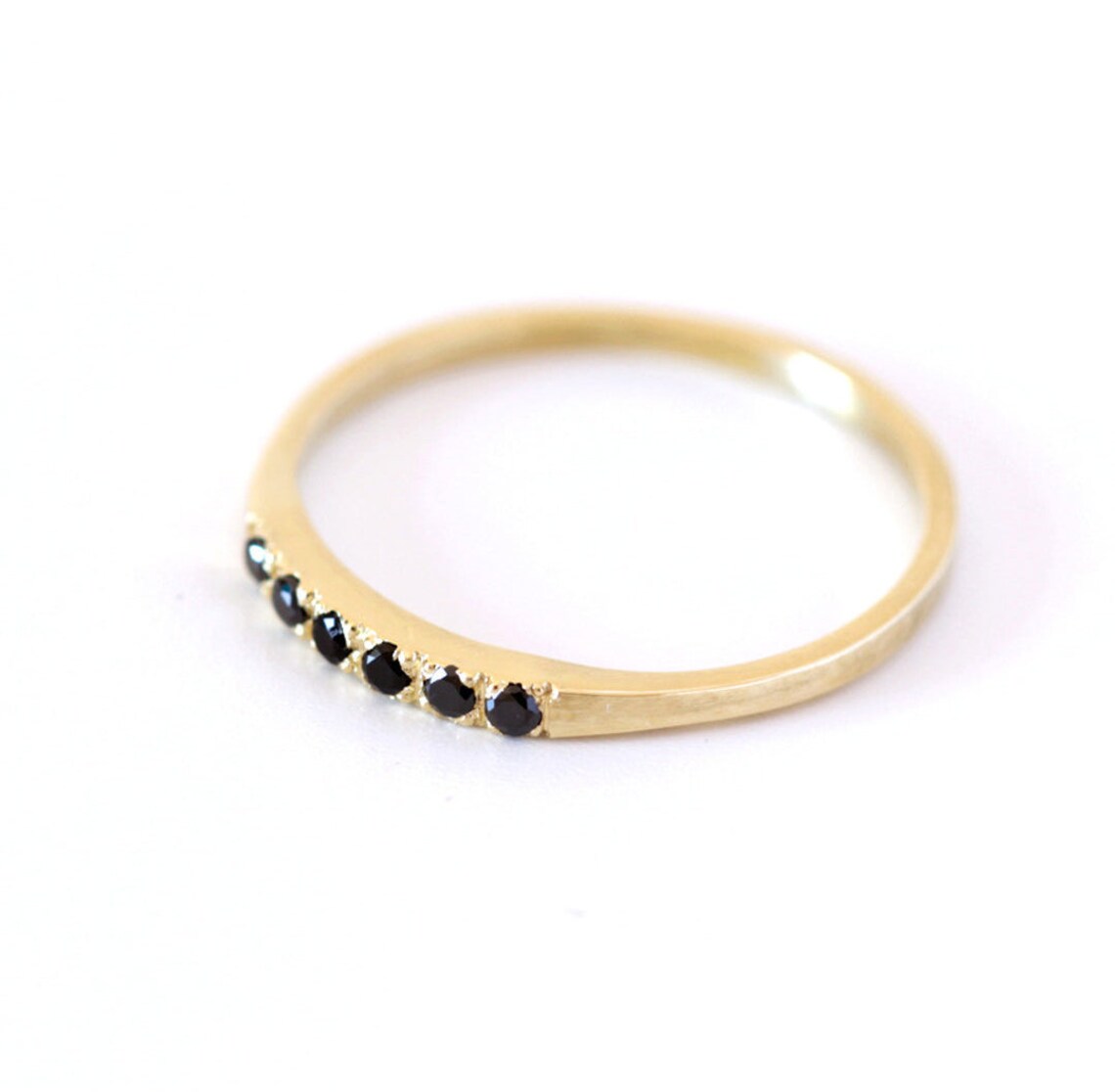 Dainty Black Onyx Ring-small Stone Ring-round Black Onyx - Etsy