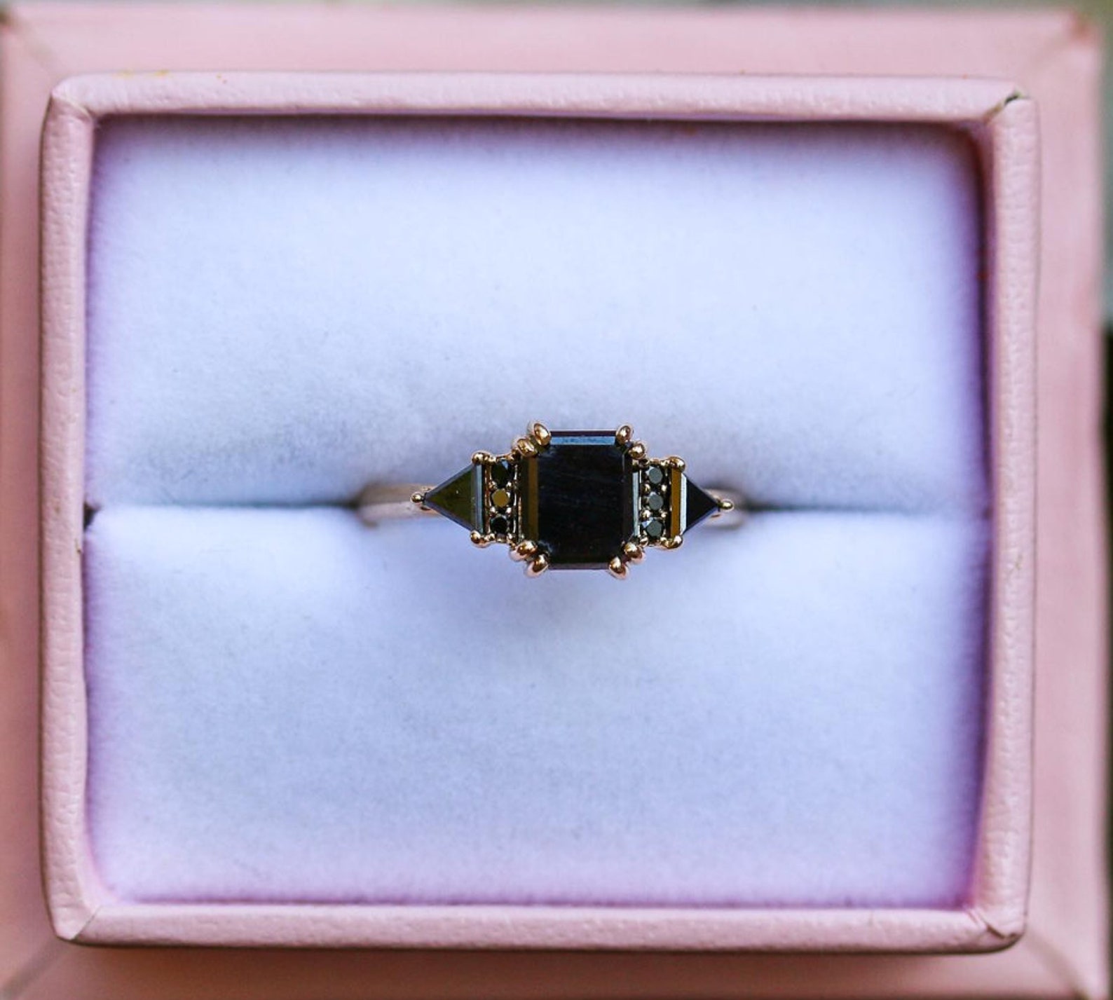 Vintage Black Onyx Ring-14k Solid Gold Onyx Ring-black Onyx Engagement ...