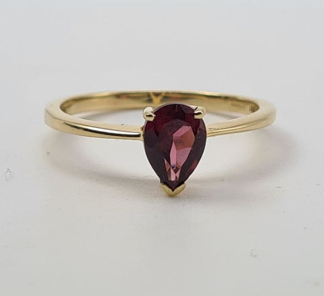Garnet Ring-lab Garnet Ring-pear Cut Garnet Ring-sterling Silver Ring ...