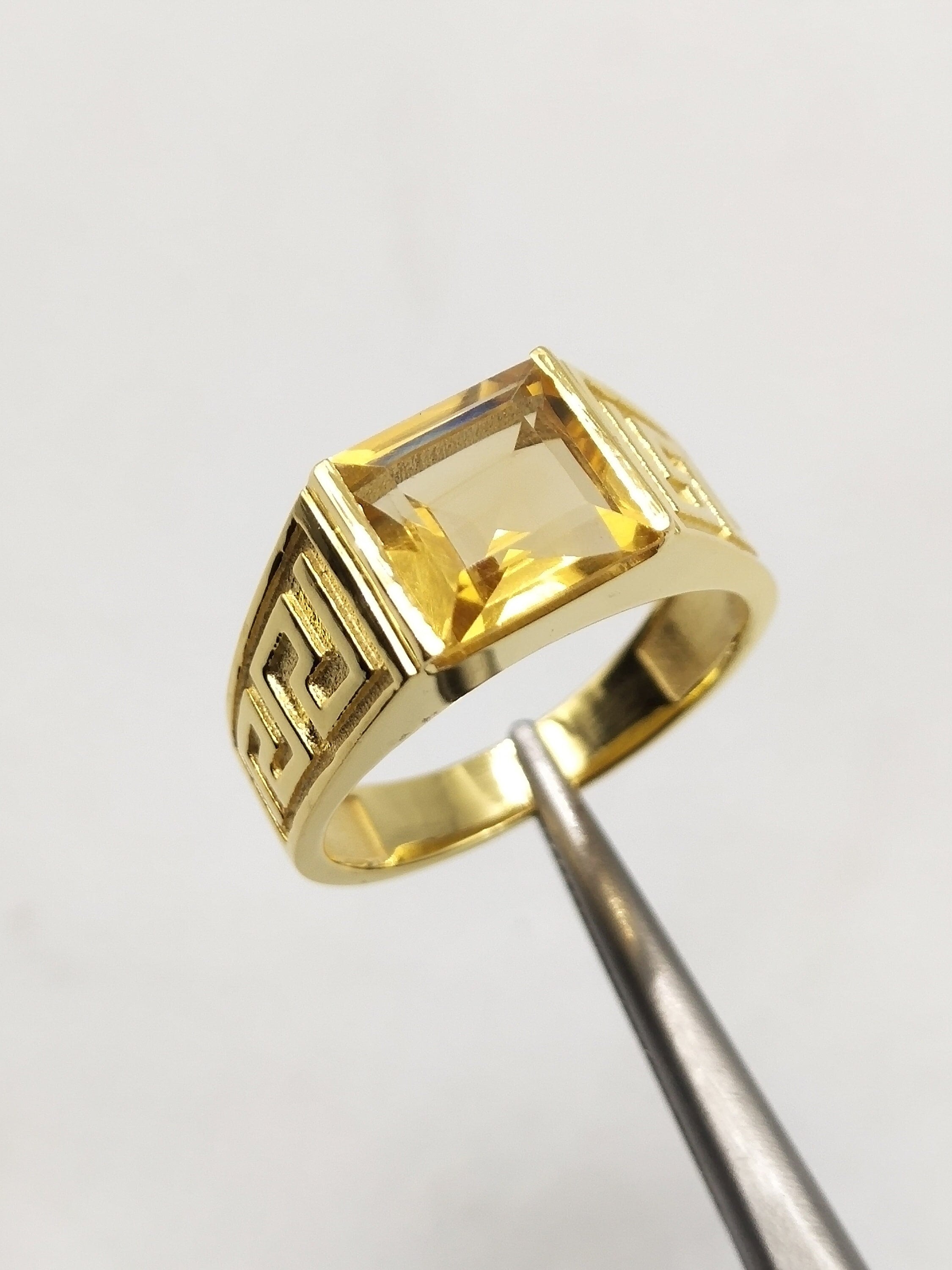 14k Gold Citrine Men Gold Ring-citrine Ring-citrine Jewelry-citrine ...