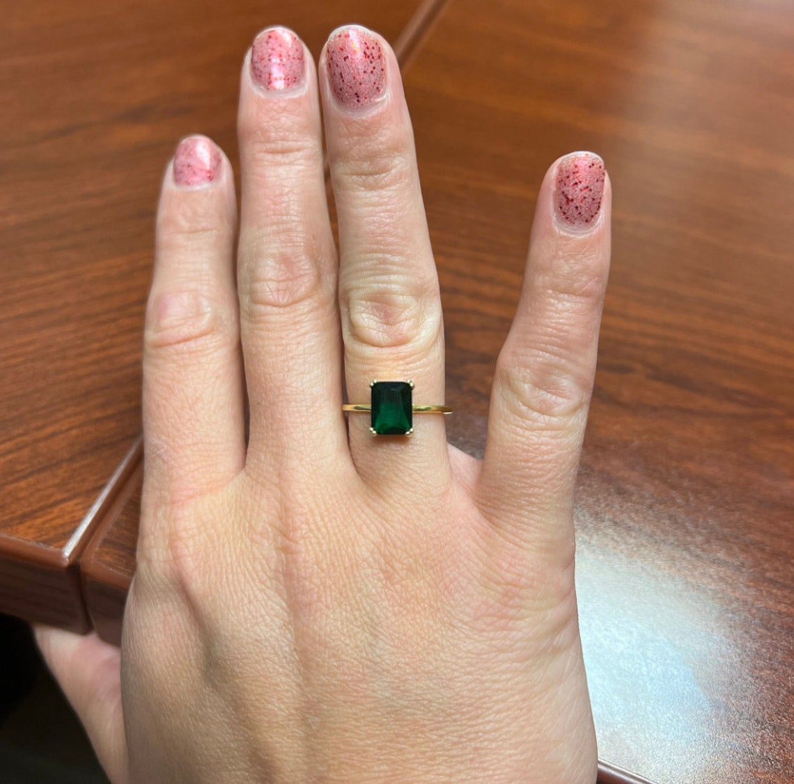 Natural Emerald Ring-emerald Cut Emerald Ring-stackable Ring-solitaire ...