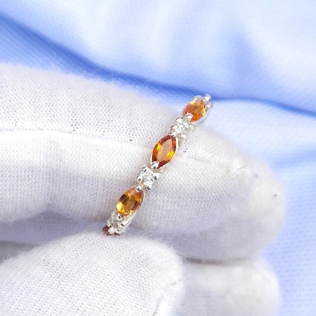 Citrine Diamond Eternity Band, Marquise Citrine Ring, Diamond Eternity ...