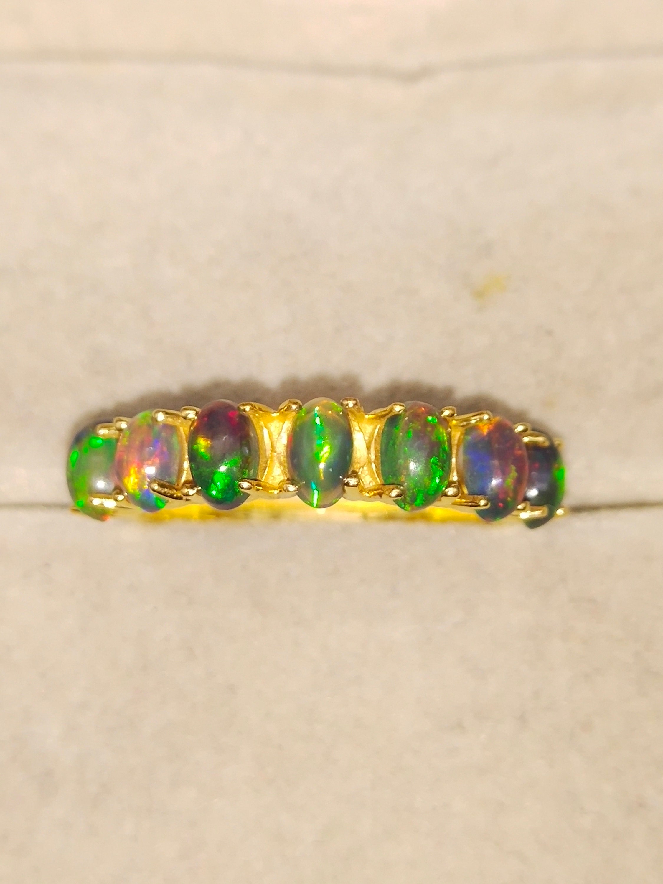 Vintage Black Opal Ring-ethiopian Black Opal Band-black Opal - Etsy