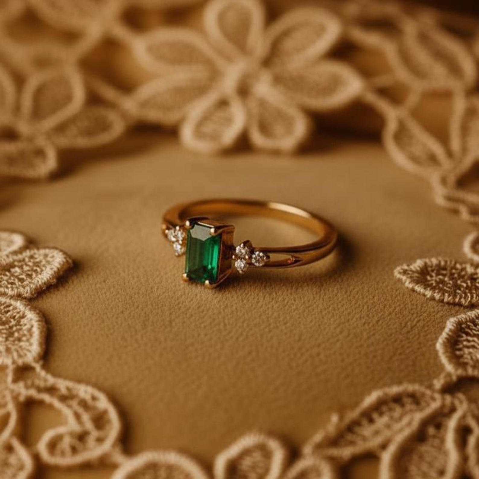 Minimalist Emerald Ring 14k Solid Gold Ring Delicate Emerald Ring ...