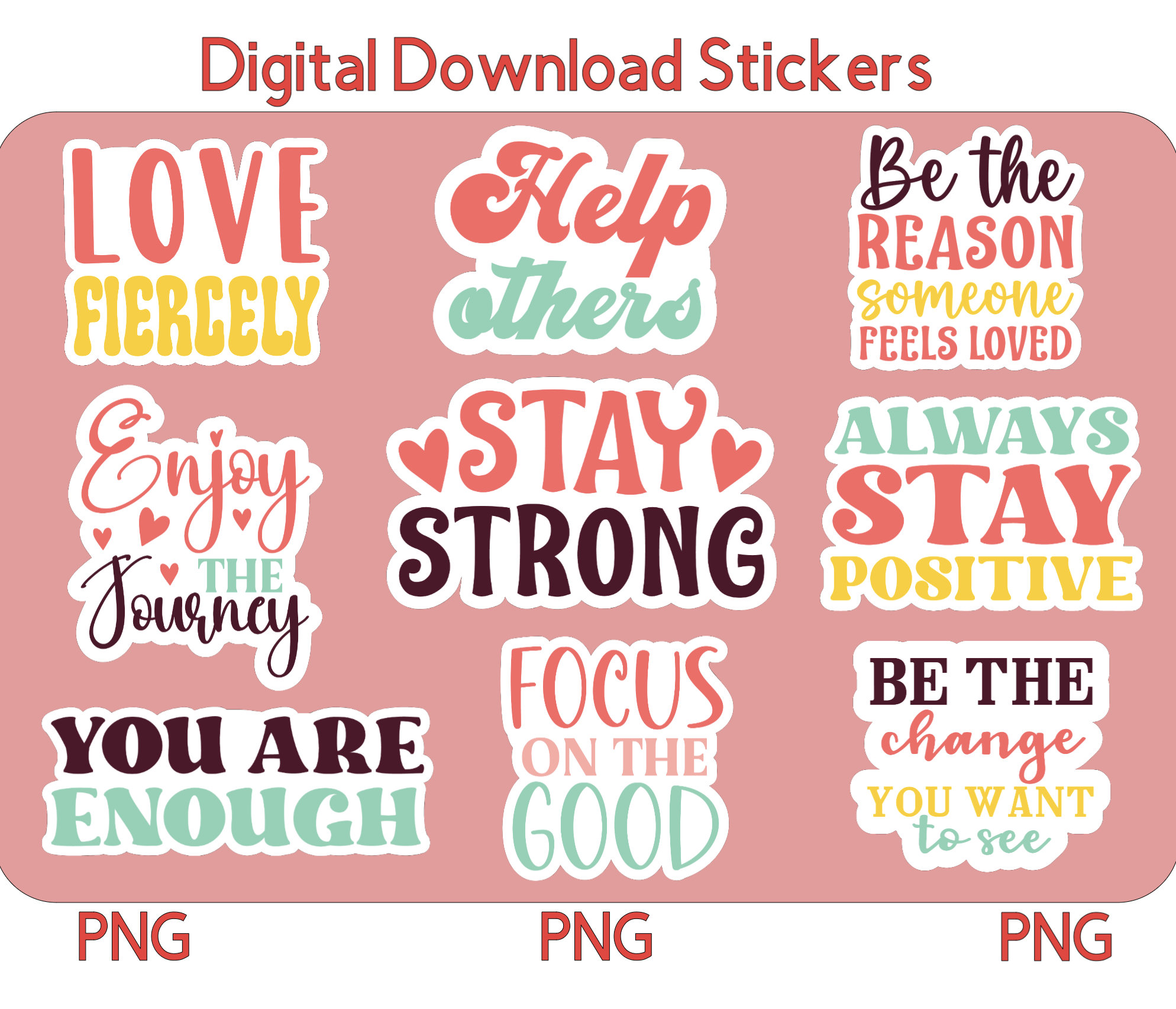 Inspirational Sticker Bundle 1 PNG Motivational Stickers for Tumblers ...