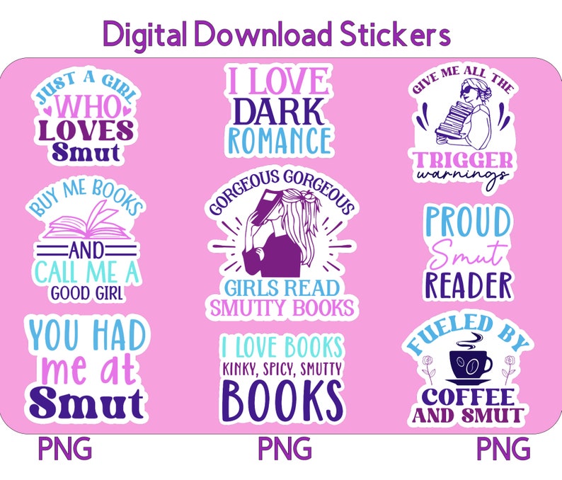 Printable Smut Sticker Bundle 7 Smut PNG Stickers Print and - Etsy