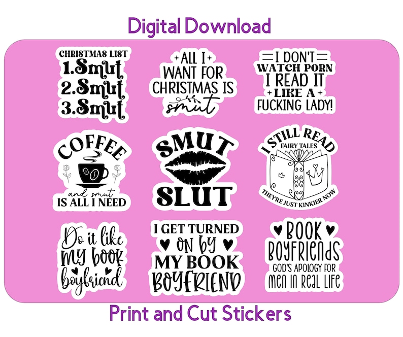Printable Smut Sticker Bundle 1 Digital PNG Stickers Print and Cut ...