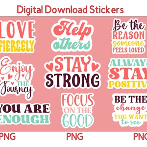Inspirational Sticker Bundle 1 PNG Motivational Stickers for Tumblers ...