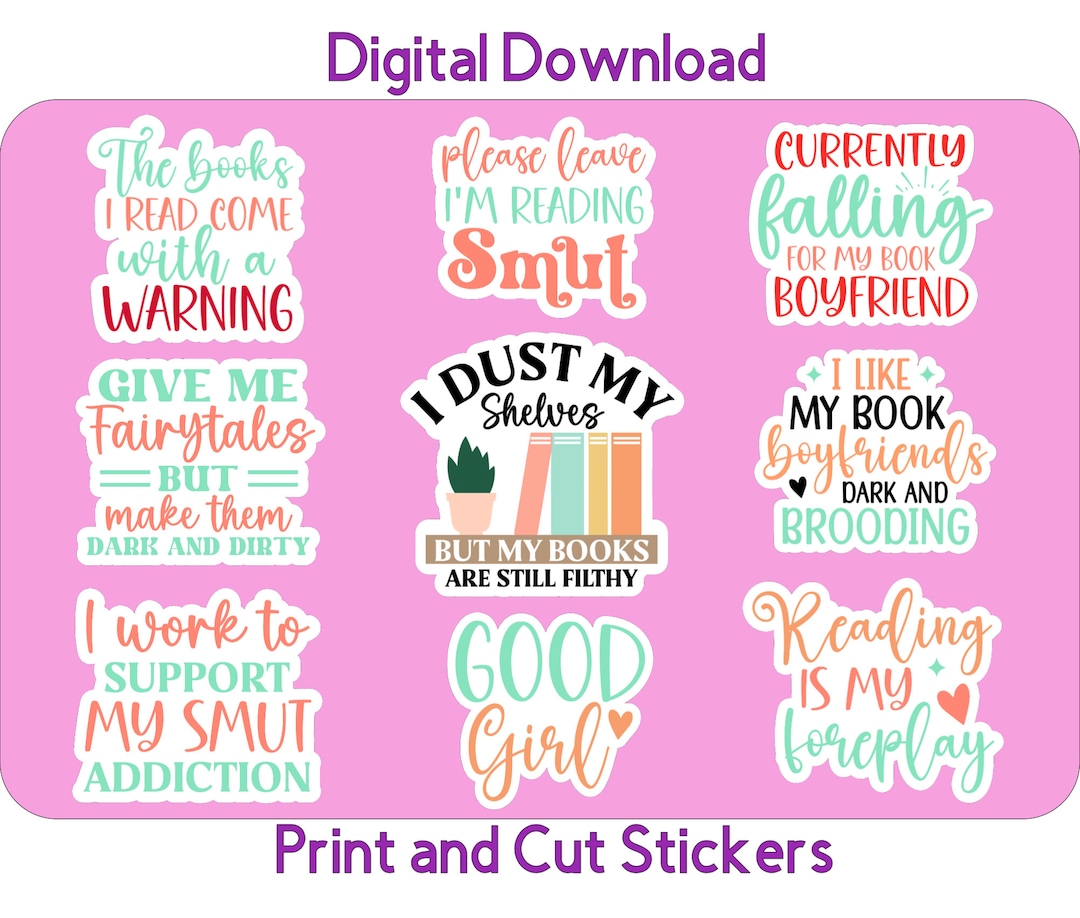 Printable Smut Sticker Bundle 5 Smut PNG Files Print and Cut Stickers ...