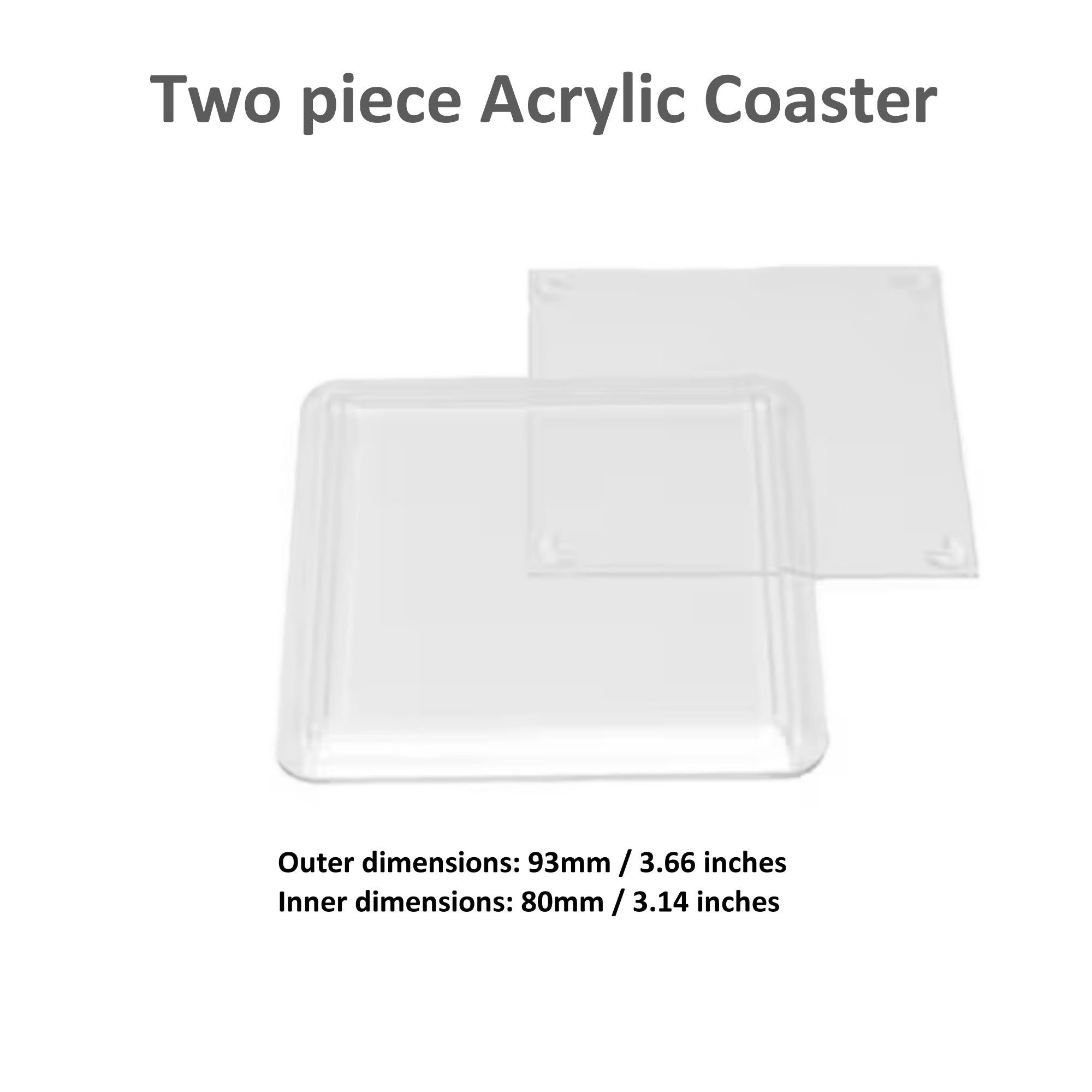Acrylic Coaster Blanks, Two Sets of 4, 93mm / 3.6 Square Coasters ...