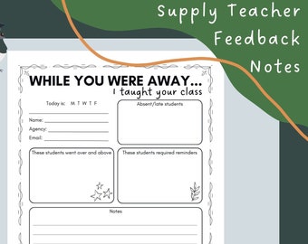 Printable Substitute Note With Pencils , While You Were Away - Etsy