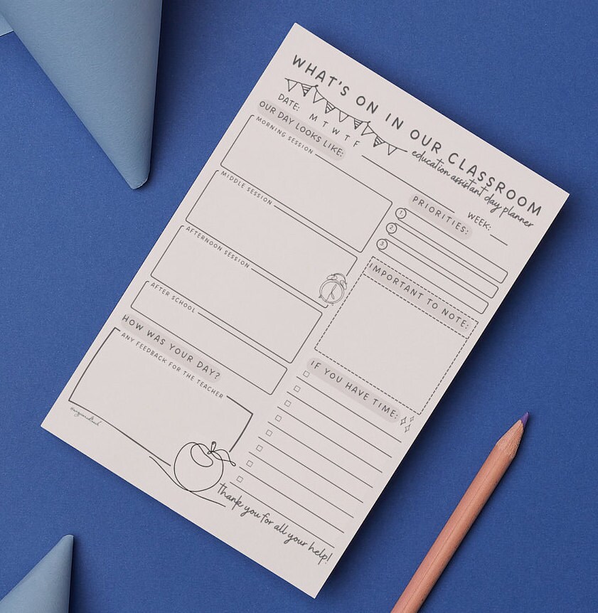 Teacher Assistant Planner | Classroom Day at A Glance | School ...