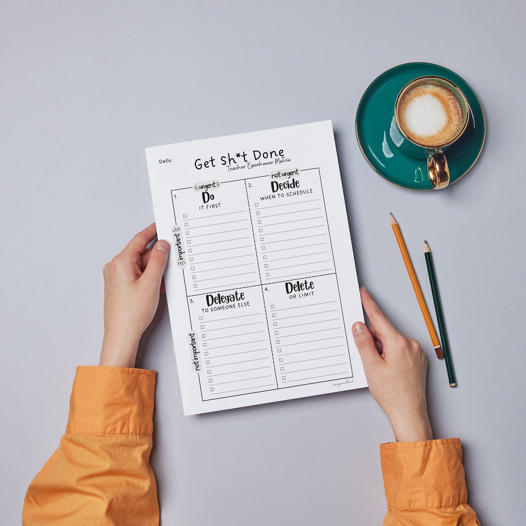 Teacher Eisenhower Matrix | Productivity Planner | Daily Priority ...