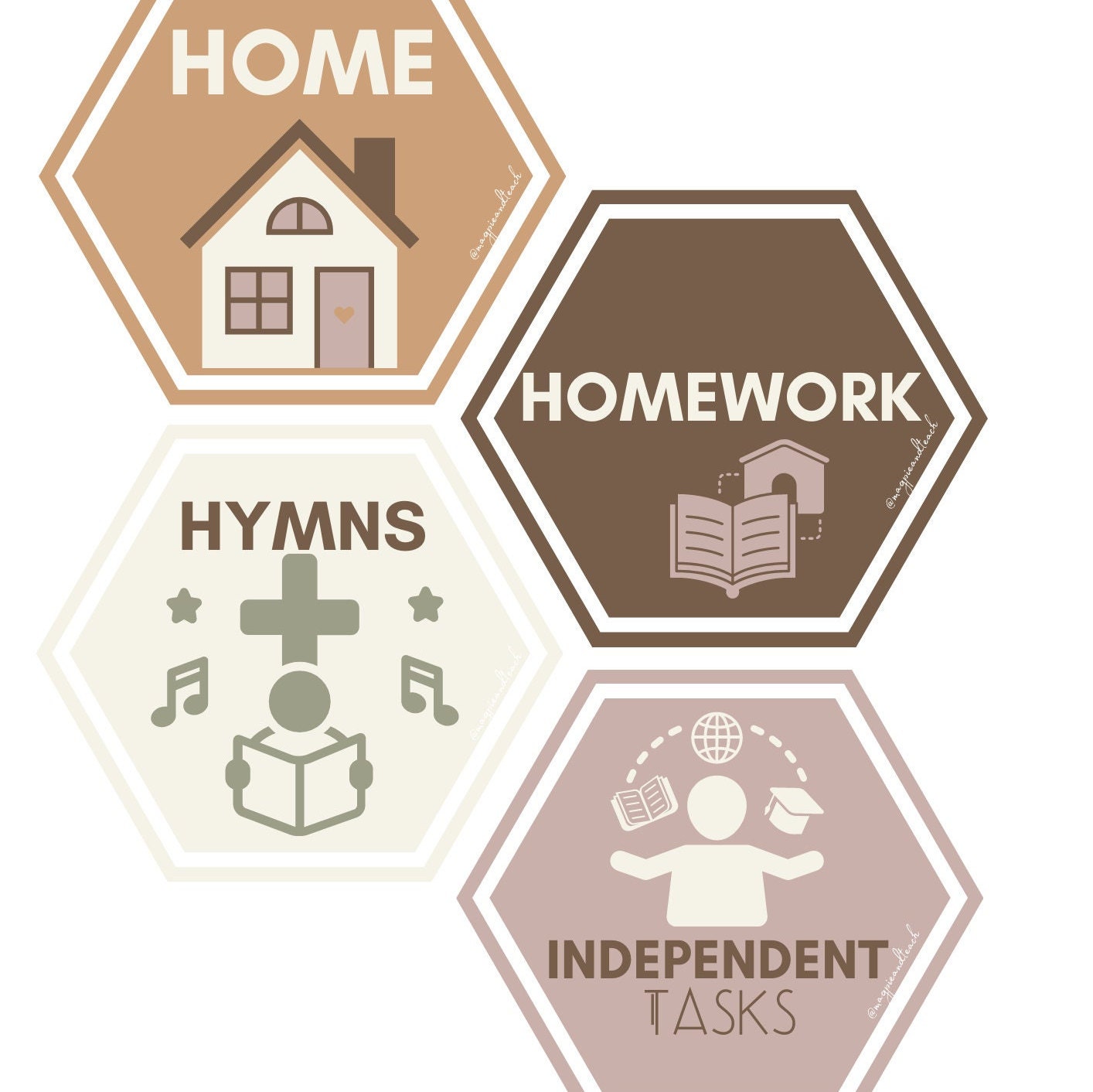 Primary School Visual Timetable Hexagon Style All Subjects for ...