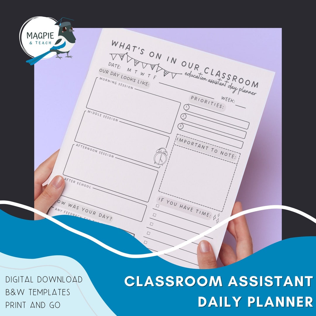 Teacher Assistant Planner | Classroom Day at A Glance | School ...