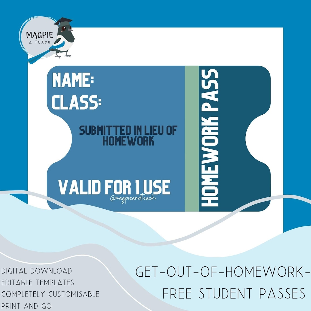 Editable Student Homework Pass Template: KS2 Primary Reward Cards ...