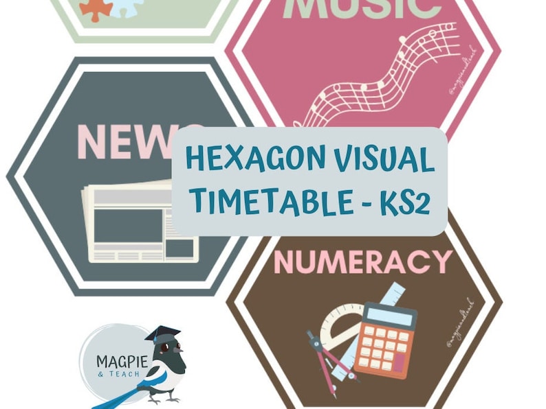 Primary School Visual Timetable | Hexagon Style | All Subjects | for ...