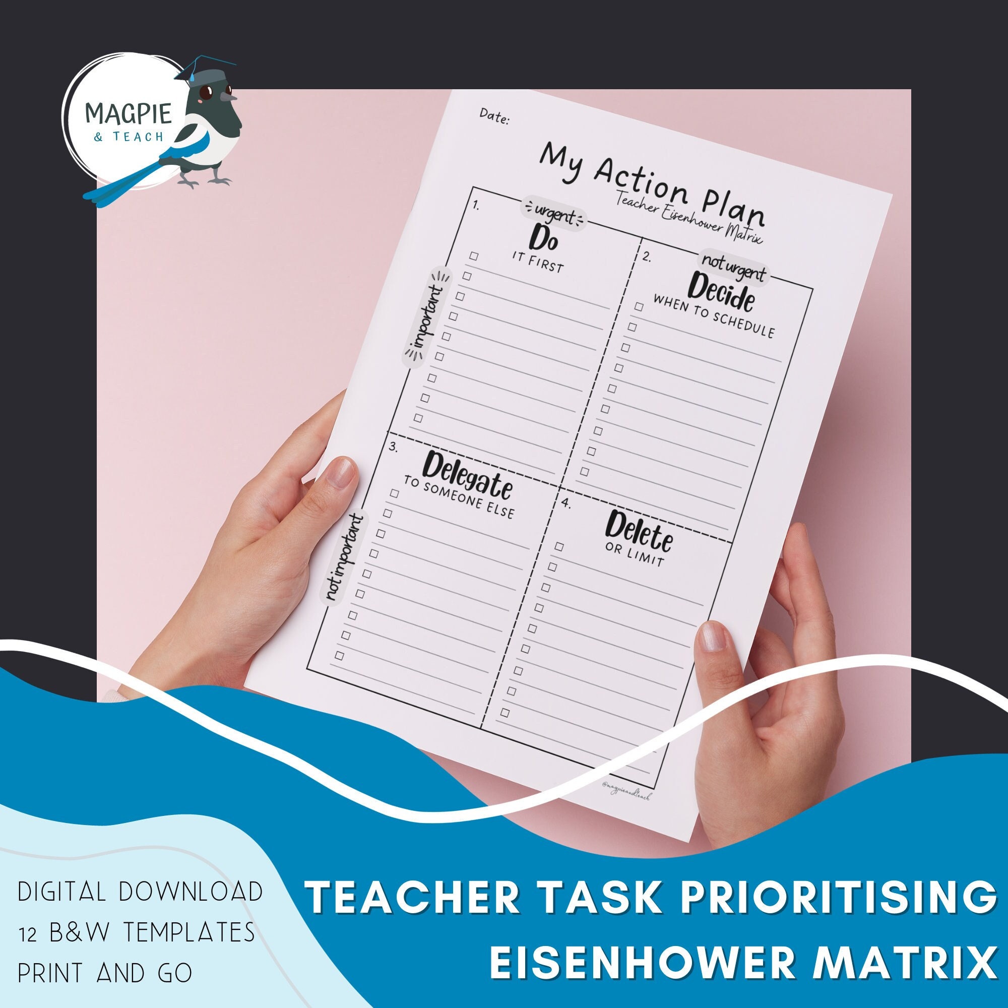 Teacher Eisenhower Matrix | Productivity Planner | Daily Priority ...