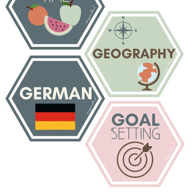 Primary School Visual Timetable Hexagon Style All Subjects for ...