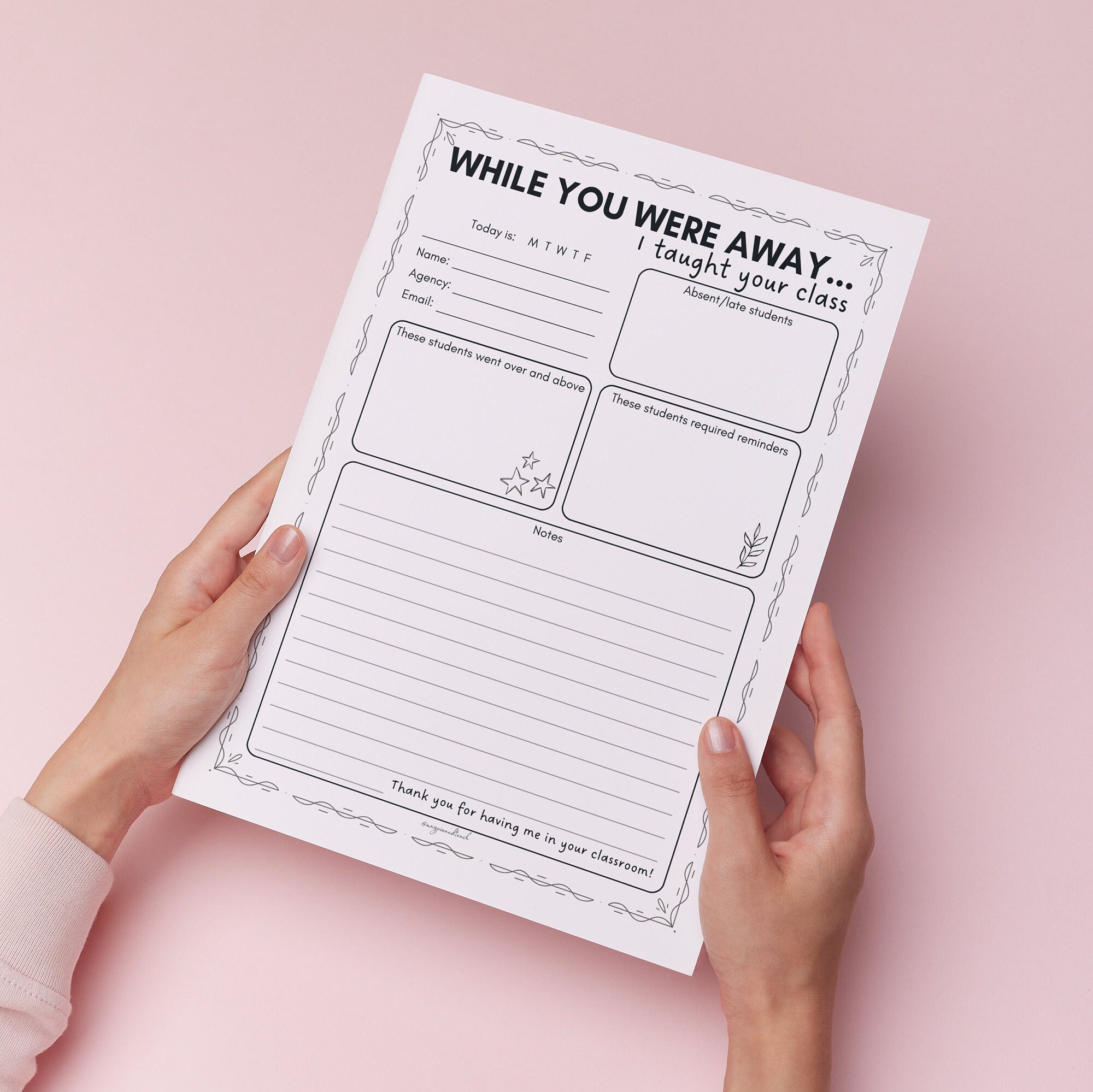 Supply Teacher Feedback Template | Substitute End of the Day Report ...