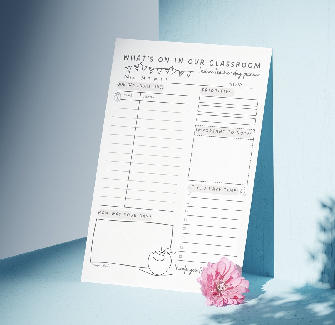 Teacher Assistant Planner | Classroom Day at A Glance | School ...