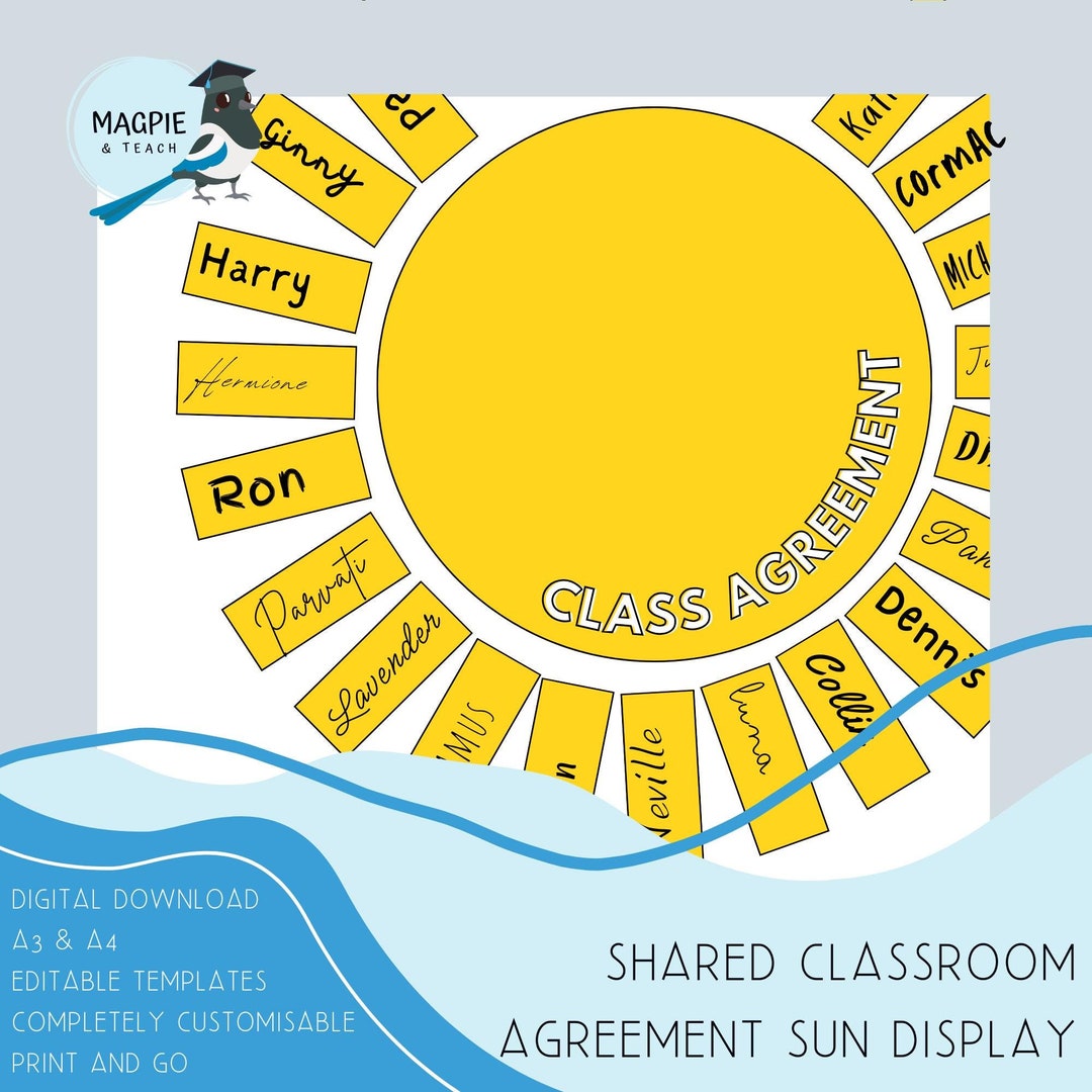 Classroom Agreement Sun Display: Editable Visual Primary Charter ...