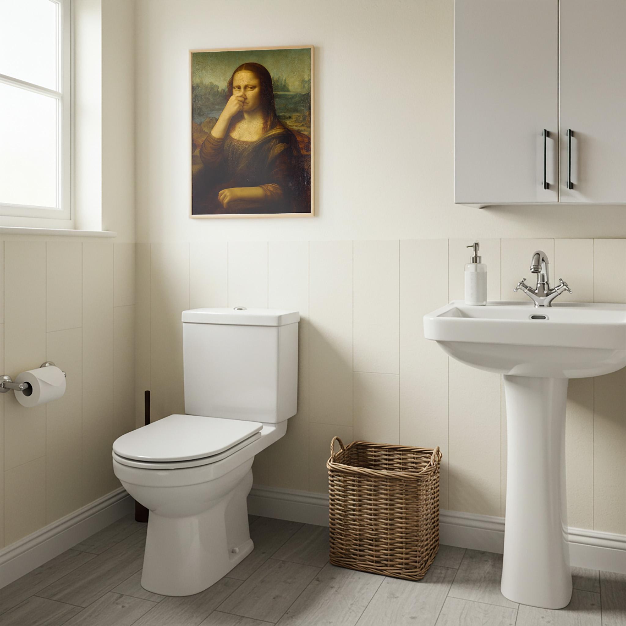 Mona Lisa Pinching Her Nose, Funny Bathroom Poster, Toilet Humor Wall ...