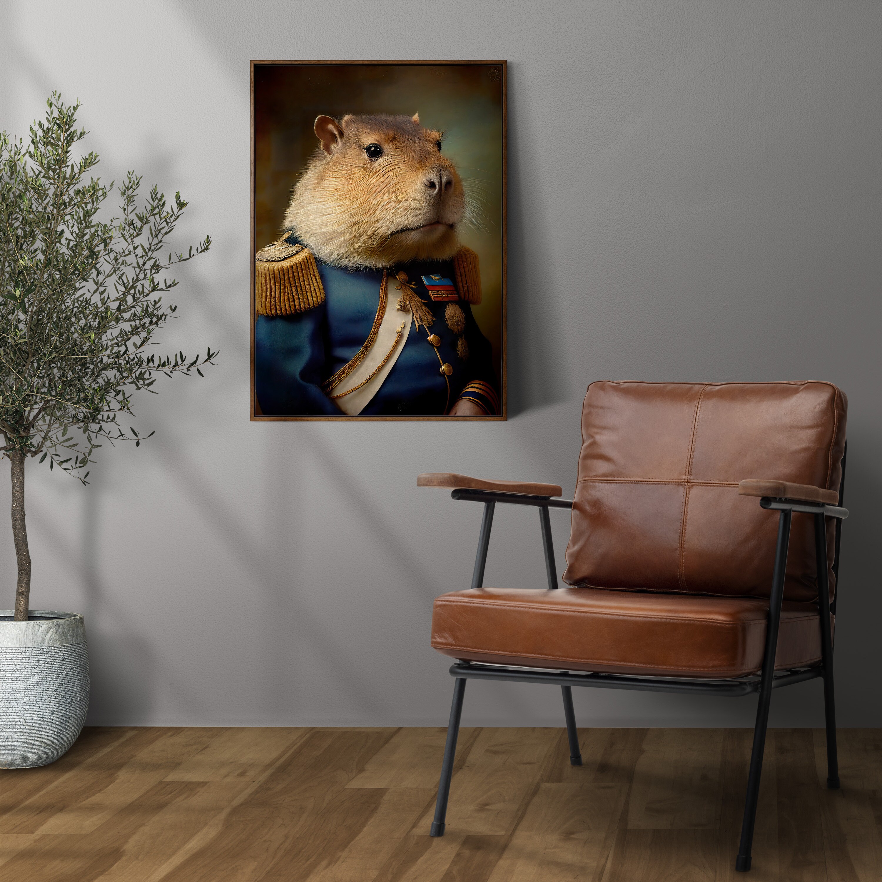Poster Portrait of a Capybara in Military Uniform Wall - Etsy UK
