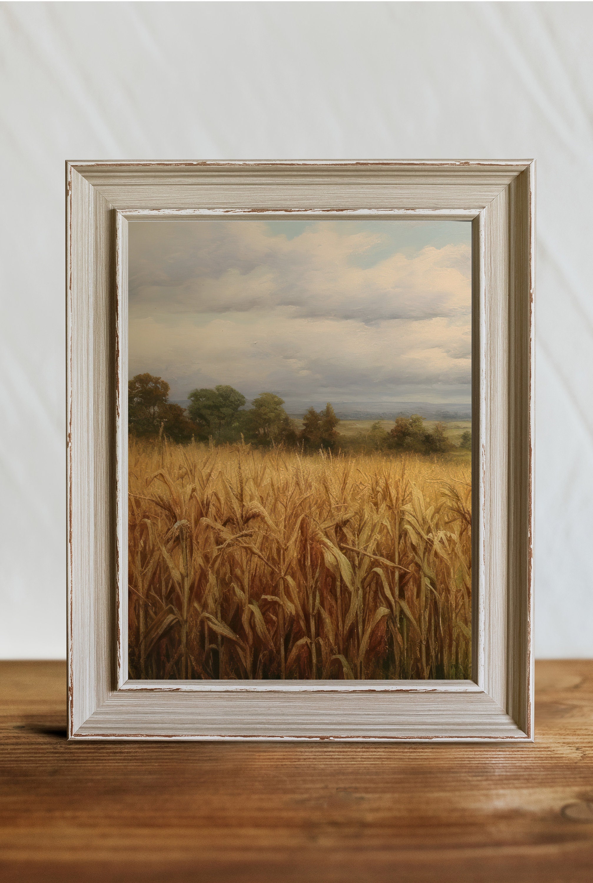 Trio of Printable Oil Paintings: Cornfield Landscape Vintage - Etsy