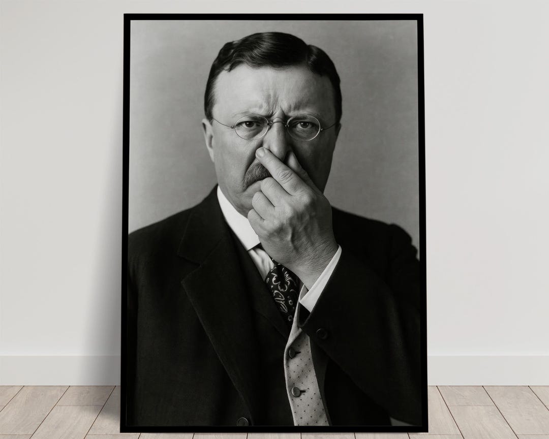Portrait of Teddy Roosevelt Pinching His Nose, Bathroom Poster, Toilet ...