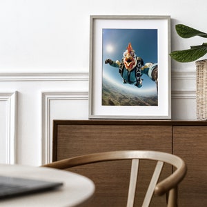 Photograph of a Skydiving Chicken in Free Fall, Epic Wall Art, Animal ...