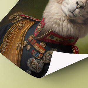 Portrait of an Alpaca in Military Uniform, Animal Wall Decor, Heroic ...