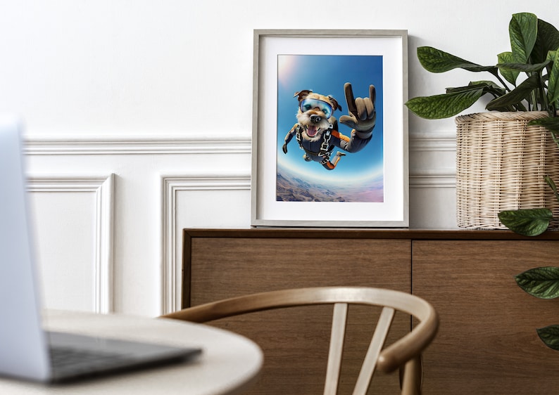 Photograph of a Skydiving Border Terrier, Epic Wall Art, Animal Print ...
