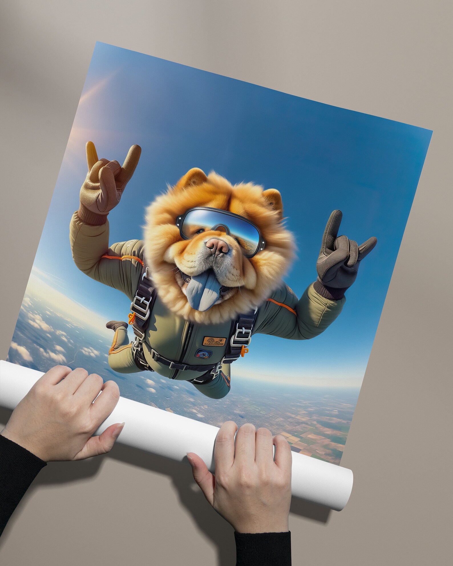 Photograph of a Skydiving Chow Chow, Epic Wall Art, Animal Print, Free ...