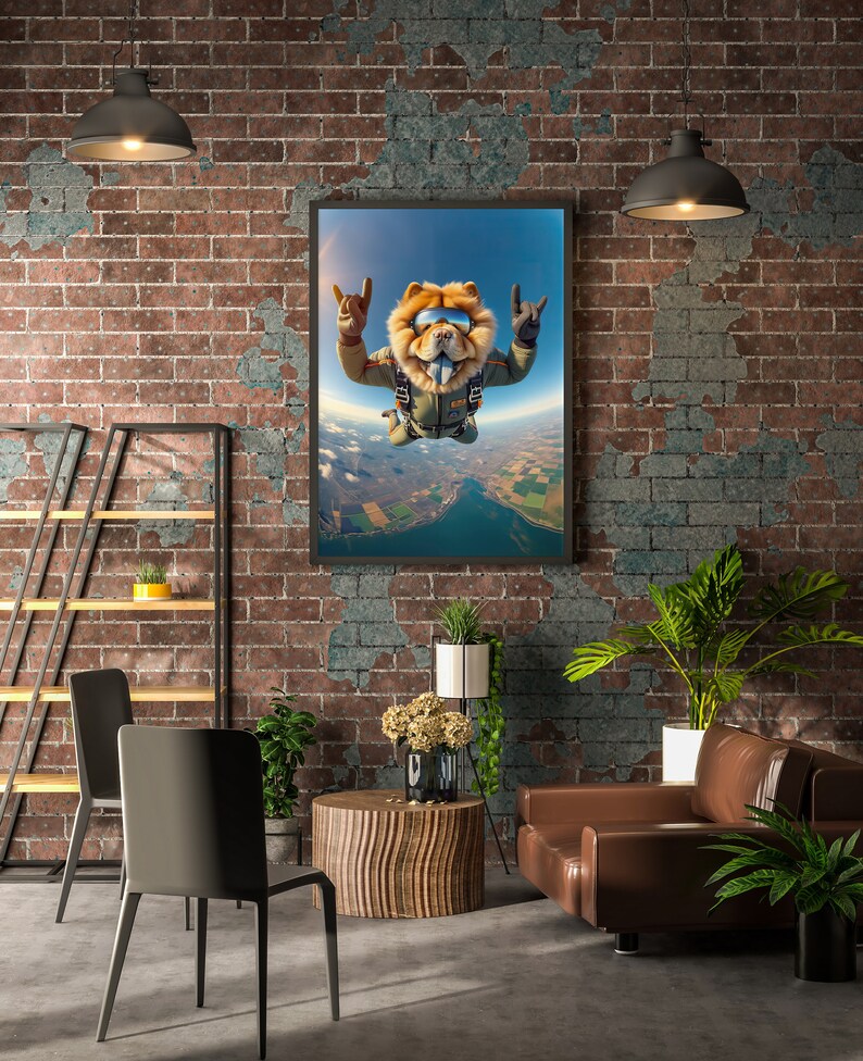 Photograph of a Skydiving Chow Chow, Epic Wall Art, Animal Print, Free ...