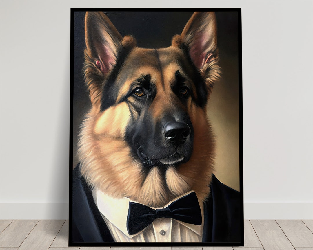 Portrait of a German Shepherd in a Tuxedo, Wall Print of a German ...