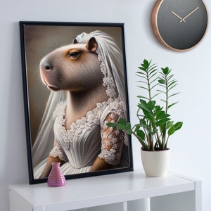 Portrait of a Capybara Wearing a Wedding Dress, Animal Wall Decor ...