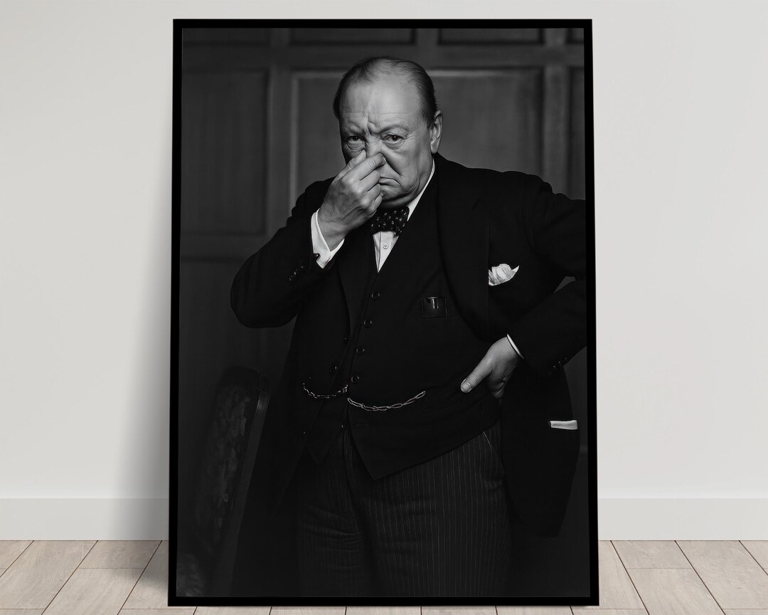 Winston Churchill Pinching His Nose, Bathroom Poster, Toilet Humor Wall ...