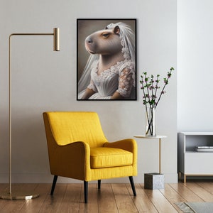 Portrait of a Capybara Wearing a Wedding Dress, Animal Wall Decor ...