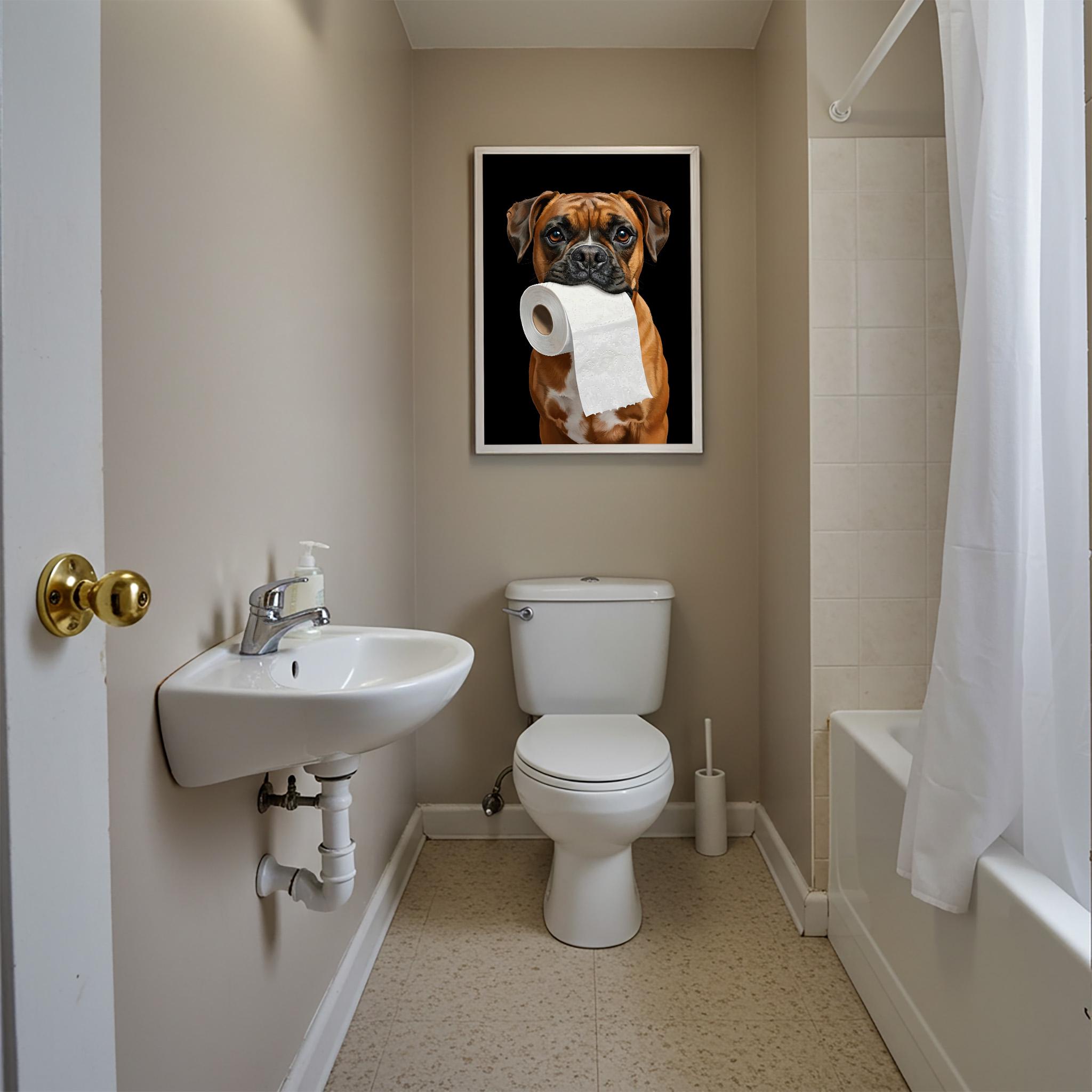 Boxer With Toilet Paper Roll in Mouth, Toilet Humor, Boxer Gifts ...