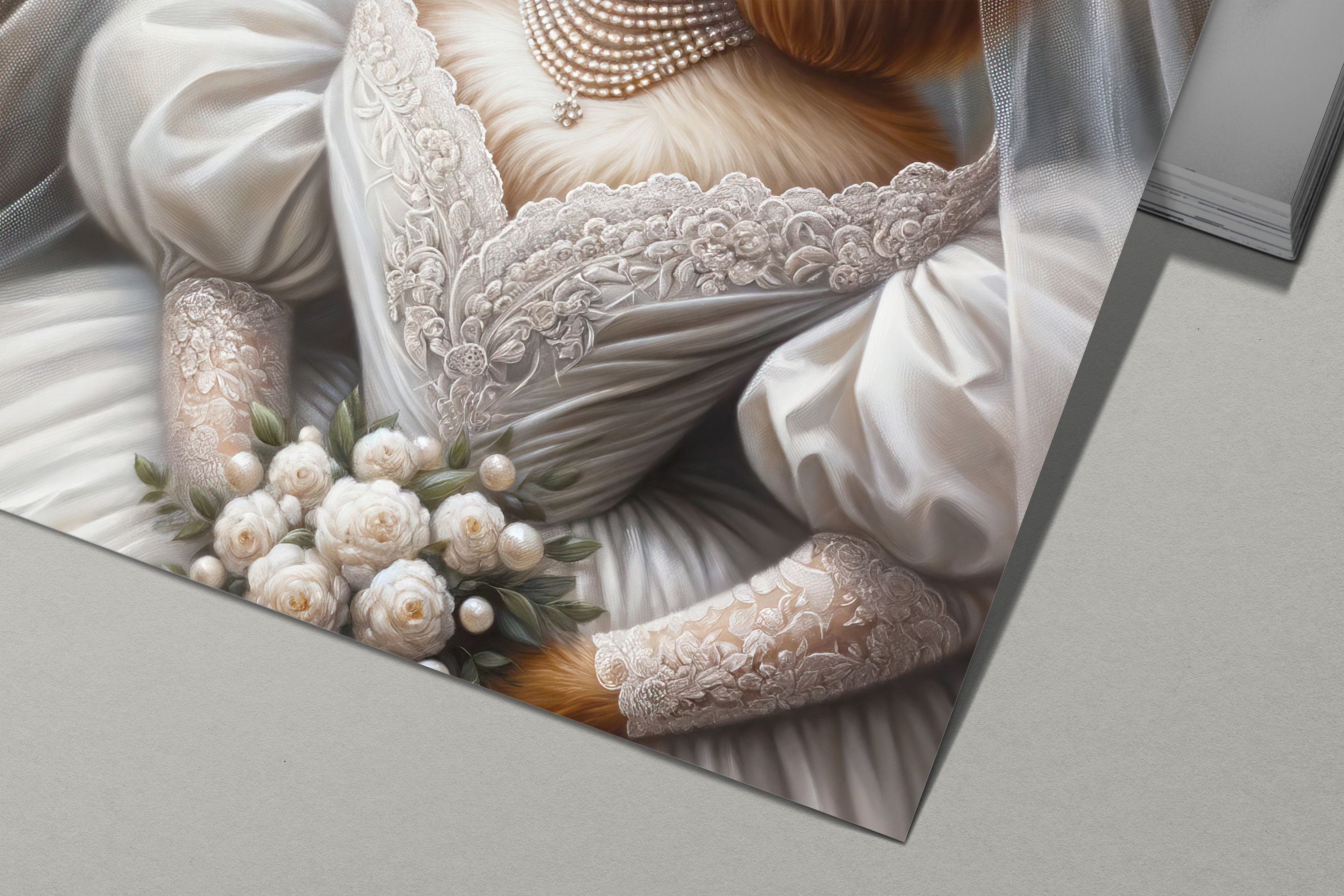 Portrait of a Cavalier King Charles Spaniel Wearing a Wedding Dress ...