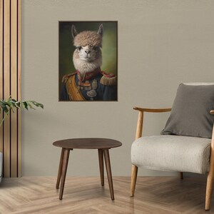 Portrait of an Alpaca in Military Uniform, Animal Wall Decor, Heroic ...