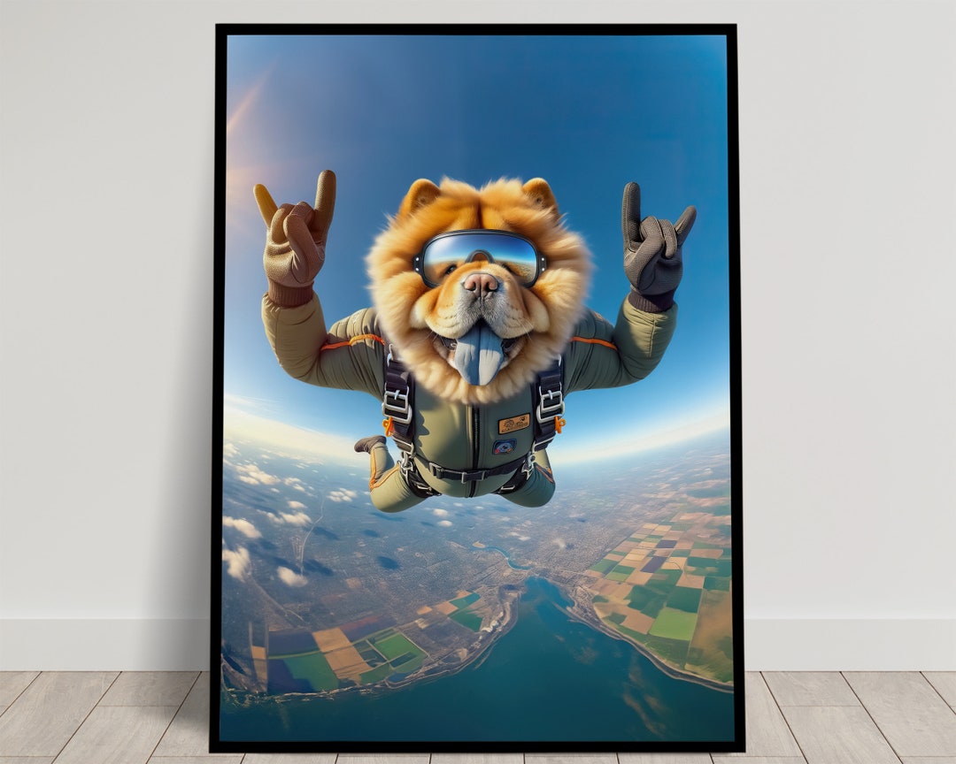 Photograph of a Skydiving Chow Chow, Epic Wall Art, Animal Print, Free ...