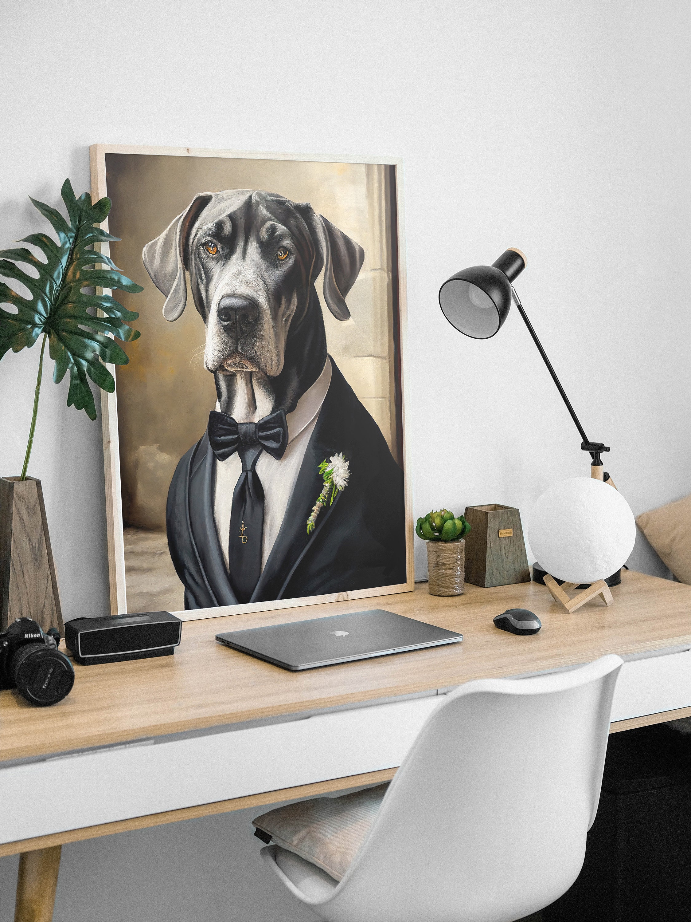 Portrait of a Great Dane in a Tuxedo, Animal Wall Decor, Tuxedo Great ...