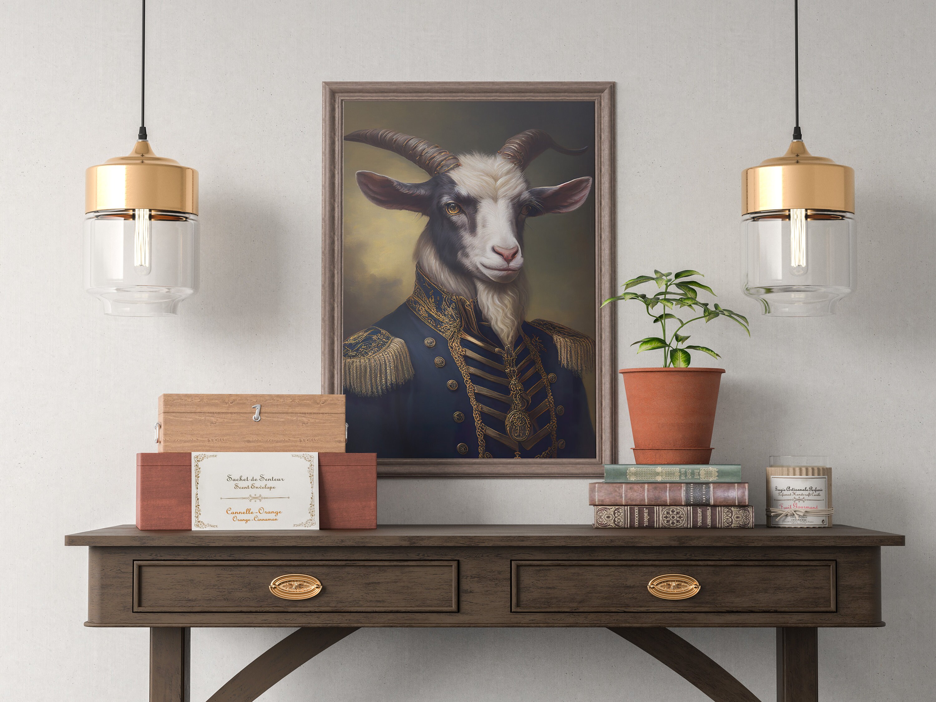 Portrait of a Goat in Military Uniform, Animal Wall Decor, Hero Goat ...